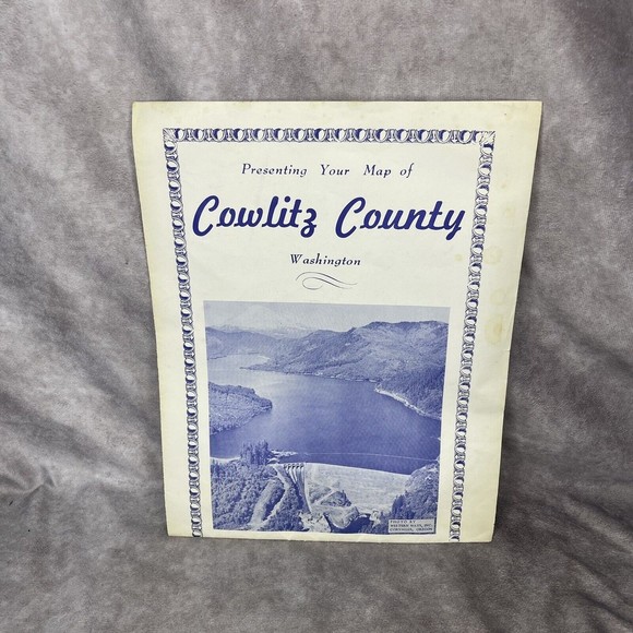 Accents | Vintage Cowlitz County Map Washington State Merwin Dam Yale ...